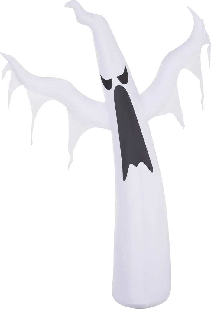 HOMCOM Halloween nafukovací duch 1,8 m dekorace s LED IP44 Samonafukovací polyester bílá 130 x 30 x 180 cm