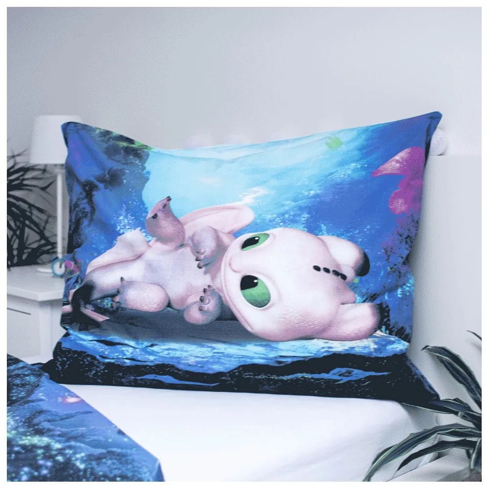 Modré bavlněné dětské povlečení na jednolůžko 140x200 cm How To Train Your Dragon – Jerry Fabrics