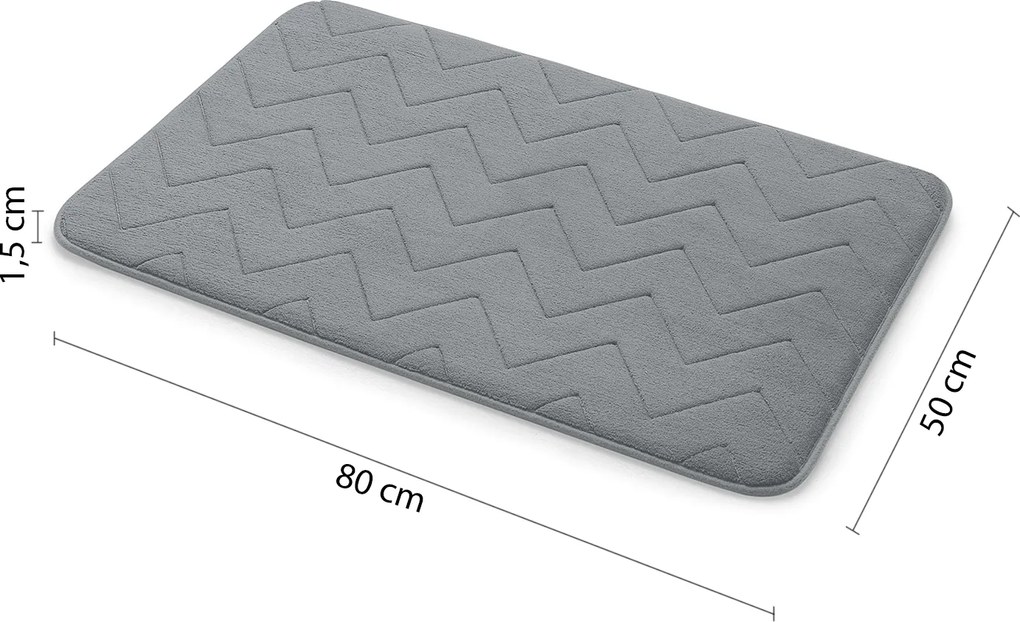 Gedy Gedy, MOUSSE koupelnová předložka, 50x80 cm, 100% polyester, protiskluz, šedá, 96MS508008