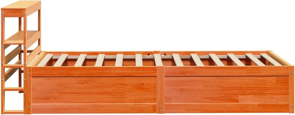 Rám postele s čelem voskově hnědý 100 x 200 cm masivní borovice 3306350