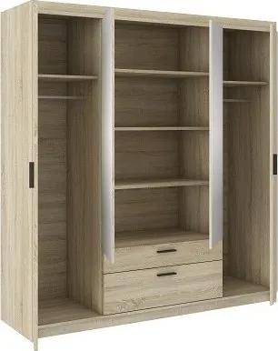 Casarredo - Komfort nábytek Šatní skříň ELINA 4D dub sonoma/zrcadlo