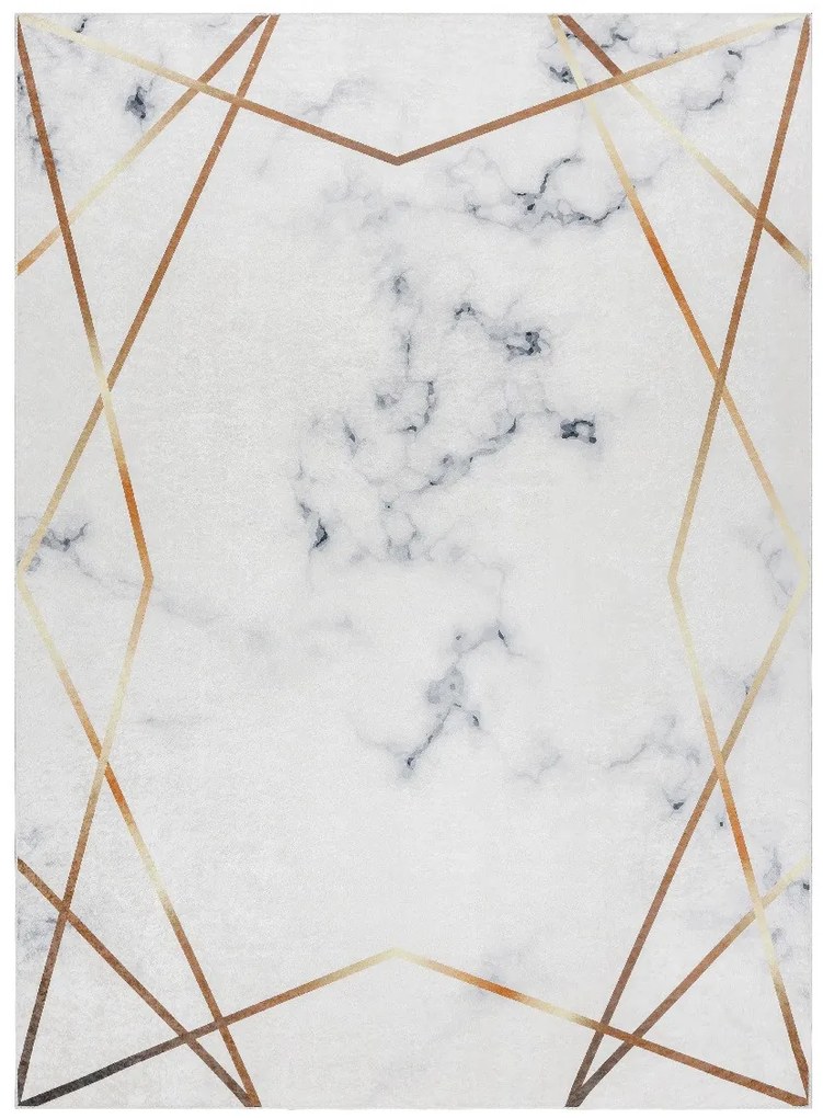 Dywany Łuszczów, Kusový koberec ANDRE Marble 1220, 80x150, bílá, chodba / předsíň