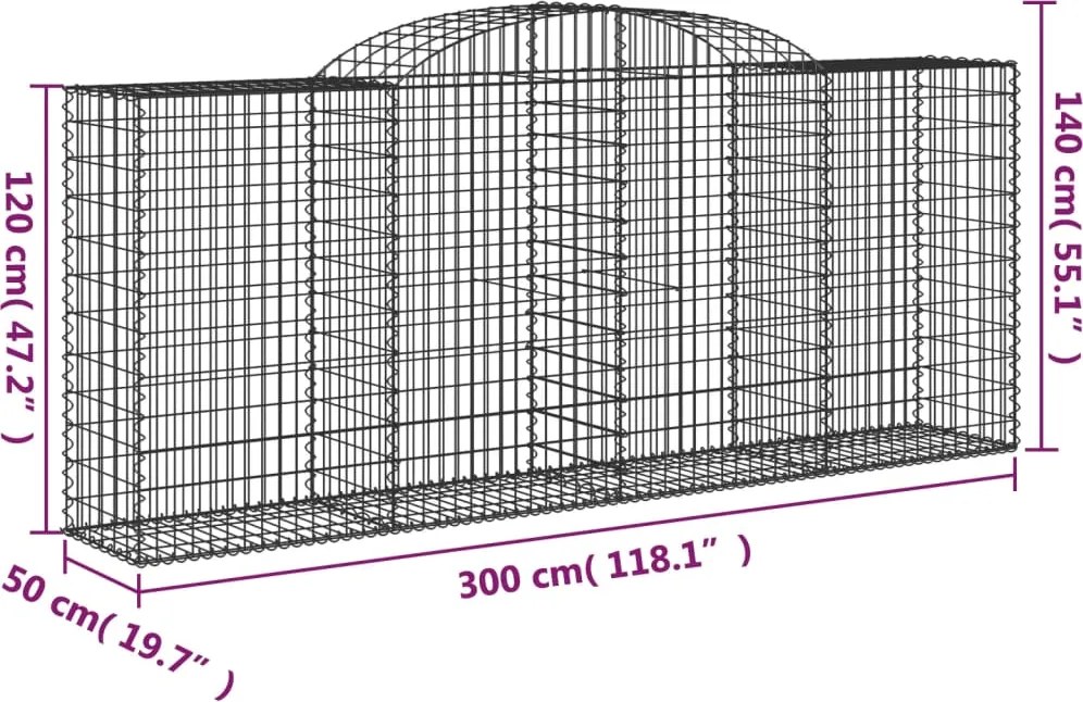 Klenuté gabionové koše 10ks 300x50x120/140cm pozinkované železo 3146727
