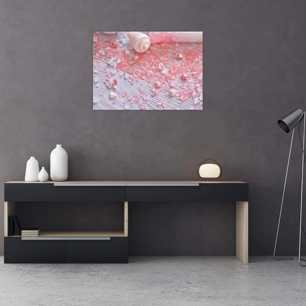 Skleněný obraz - Přímořská atmosféra v růžových odstínech (70x50 cm)
