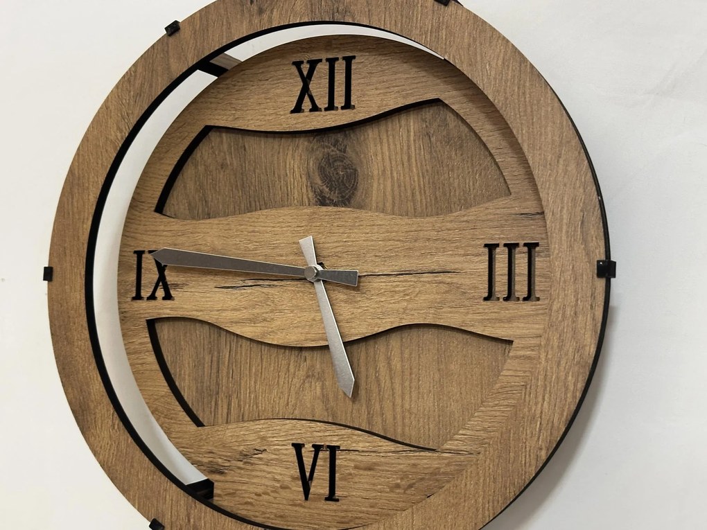 Li-Go "Římské číslice" světelné hodiny s powerbankou a pohybovým čidlem 31 cm/dub velikost svítidla/hodin: 50 cm