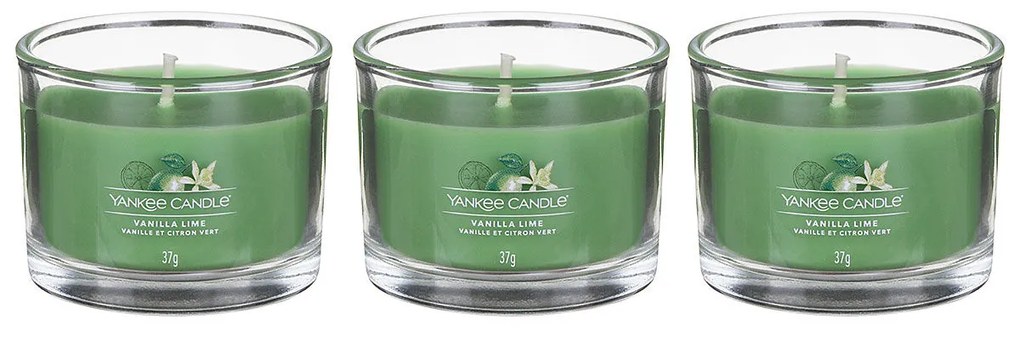 Yankee Candle Sada Votivní svíčky ve skle Vanilla Lime, 3 x 37 g