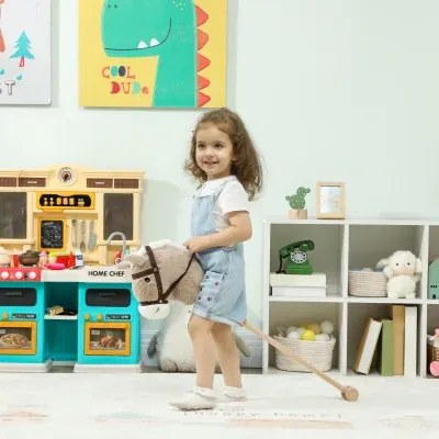 AIYAPLAY Hobby kůň dětský hobby kůň se zvukem, naviják, kůň na tyči pro jízdu na koni pro děti 24+ měsíců, šedý
