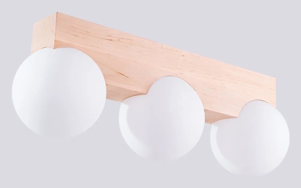 Bílé/v přírodní barvě stropní svítidlo z masivního dřeva se skleněným stínidlem ø 12 cm Solum – Sollux