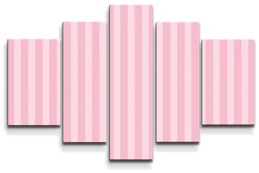 Sablio Obraz - 5-dílný Růžové pruhy - 125x90 cm