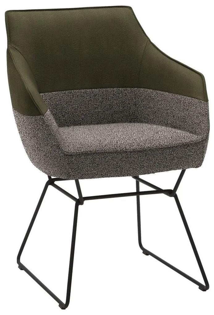 XXXLutz ŽIDLE S PODRUČKAMI, plochá tkanina, zelená, světle šedá, olivově zelená Ambiente - Jídelní židle - 001171015028