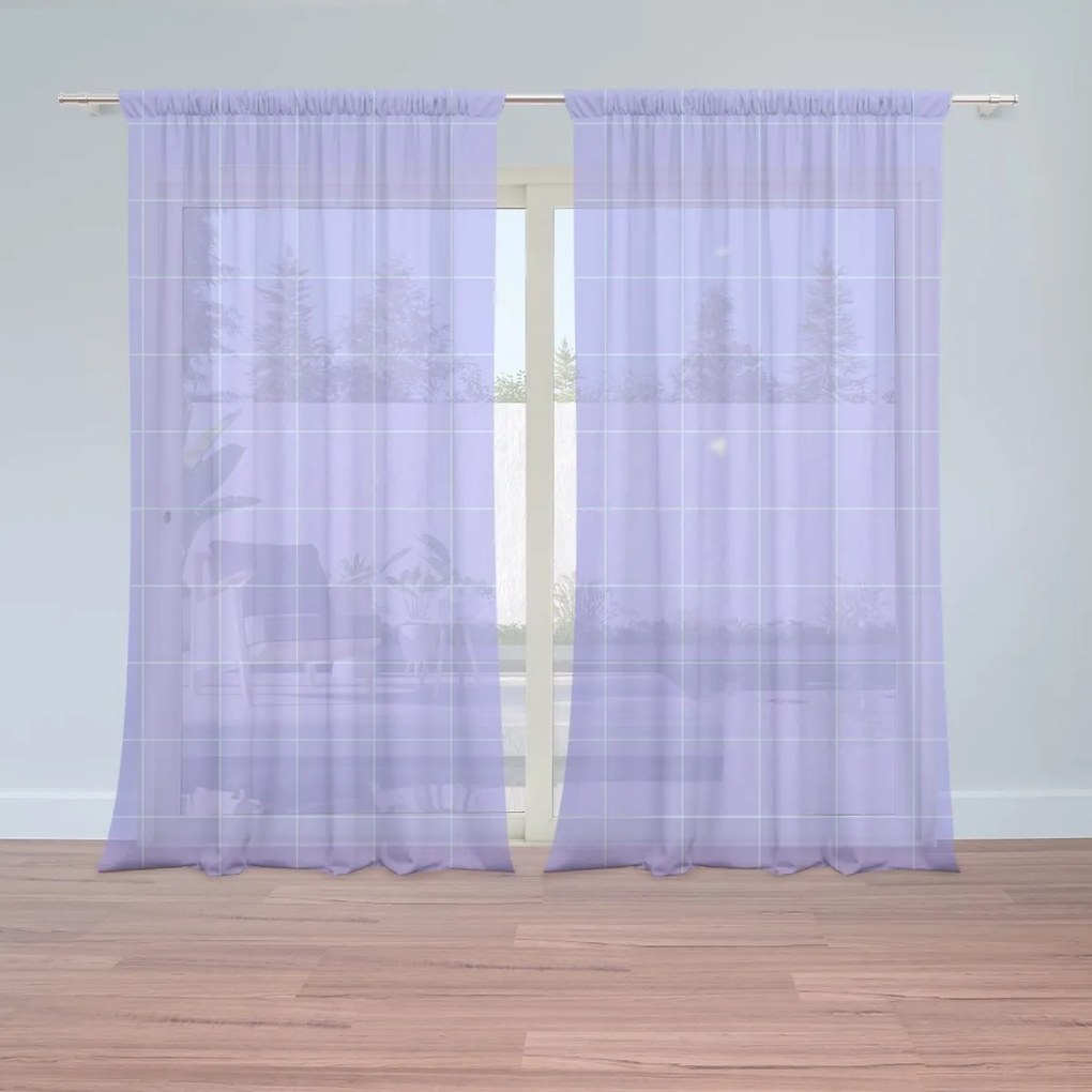 Sablio Záclony Čtvercový vzor fialové: 2ks 150x250cm