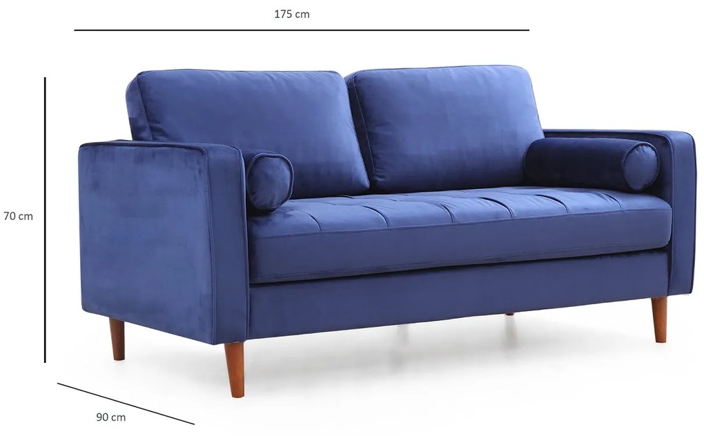 Designová sedačka Jarmaine 175 cm tmavě modrá