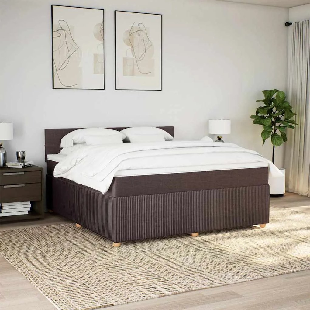 Box spring postel s matrací tmavě hnědá 180x200 cm textil 3287538