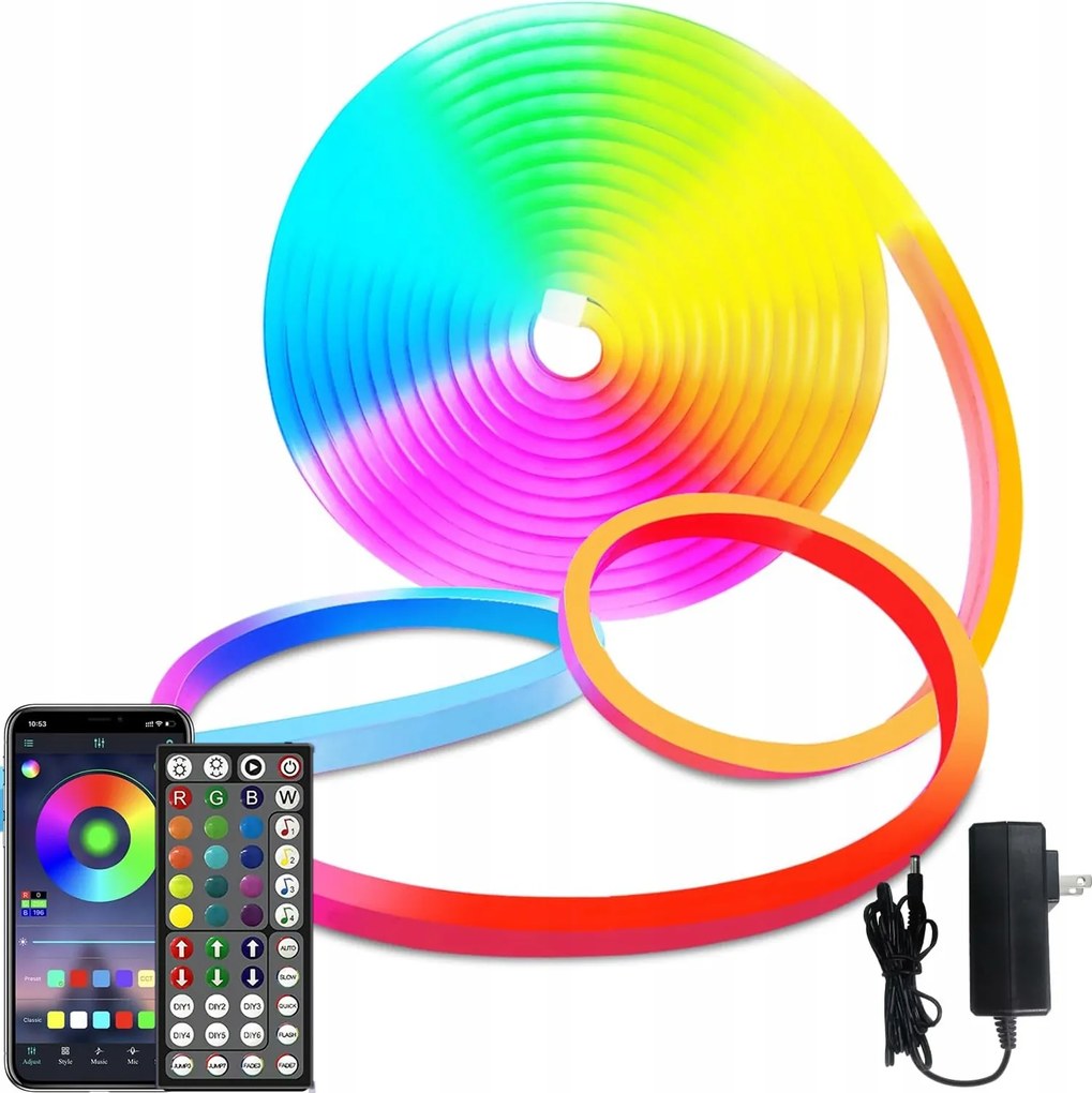 30 m Led páska Neon Flex 5050 Rgb Aplikace Dálkový Ovladač Vodotěsná 24 V Bluetooth