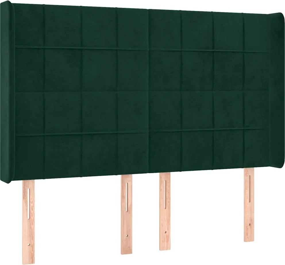 Box spring postel s matrací a LED tmavě zelená 140x190 cm samet 3139562