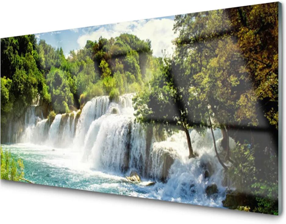 Skleněný obraz Vodopád Příroda Les