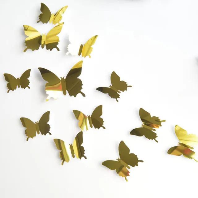 Dekorace - samolepky na okno - 3D motýlci (12 ks) Barva: Y-12PCS
