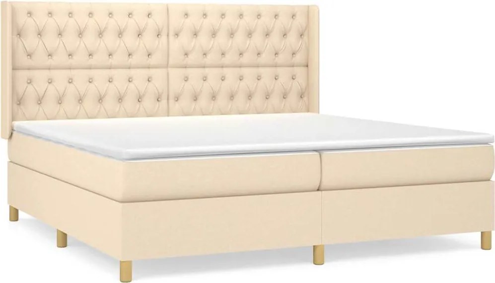 Box spring postel s matrací krémová 200x200 cm textil 3132262