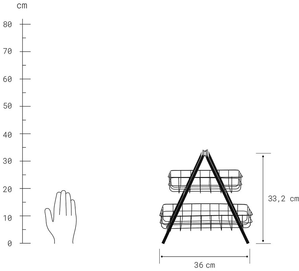 Butlers GRID Etažér se dvěma drátěnými koši - černá