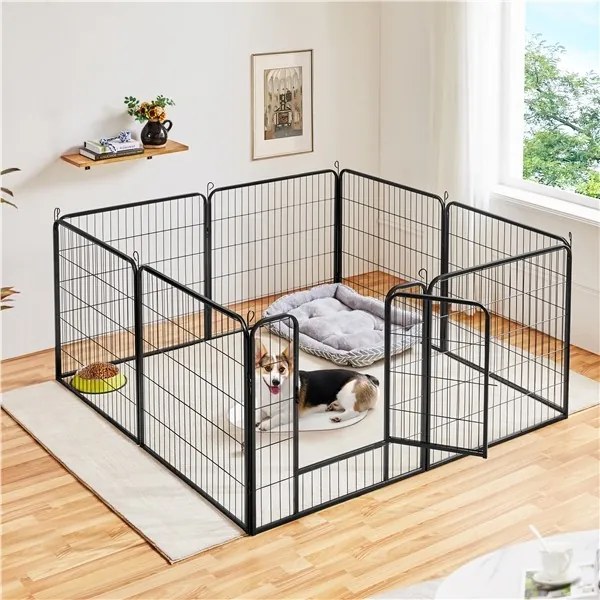 Sada 7 ks – Ohrádka pro psy Yaheetech – černá, 80 × 80 × 84,5 cm; 15,82 kg (267492580127)