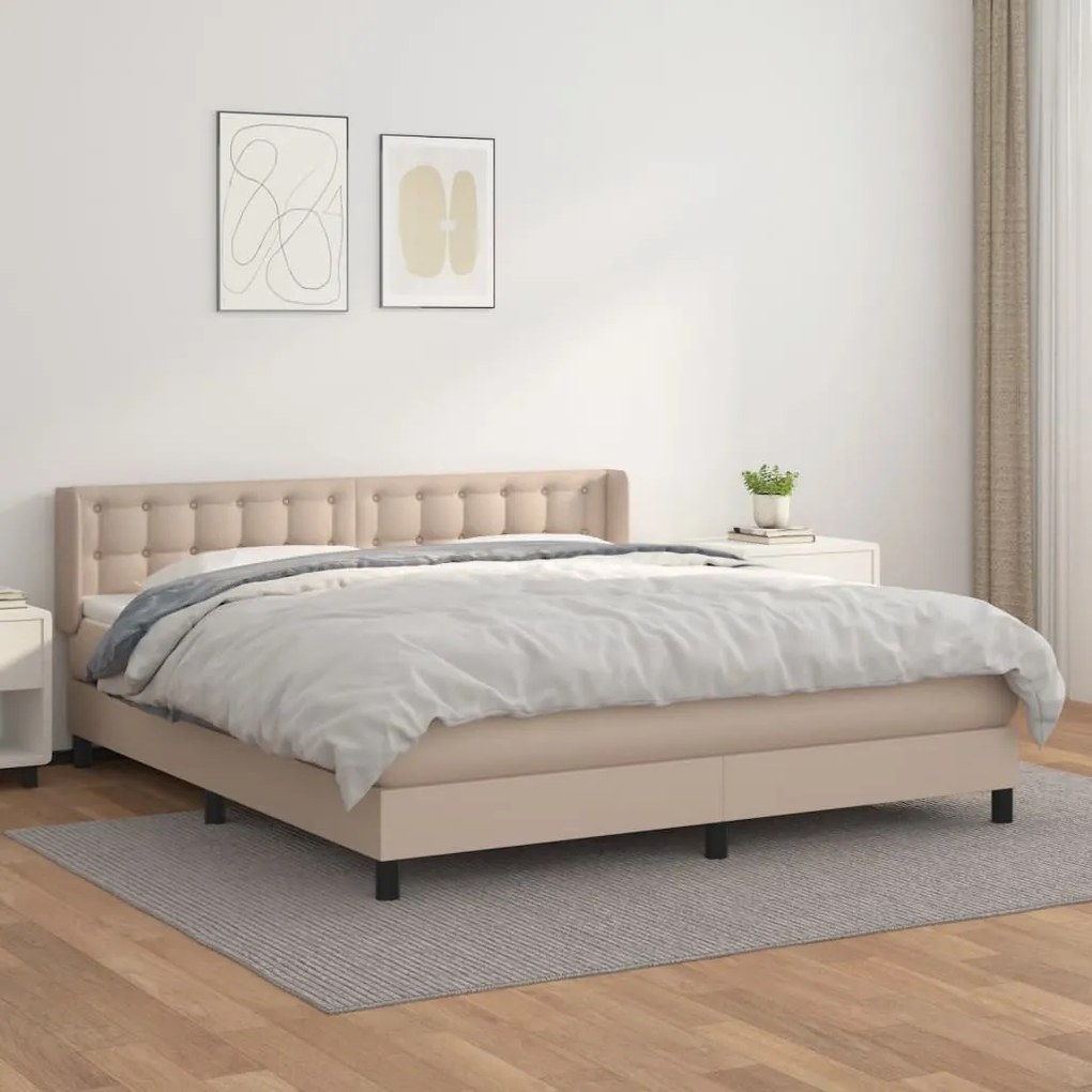 Box spring postel s matrací cappuccino 160x200 cm umělá kůže