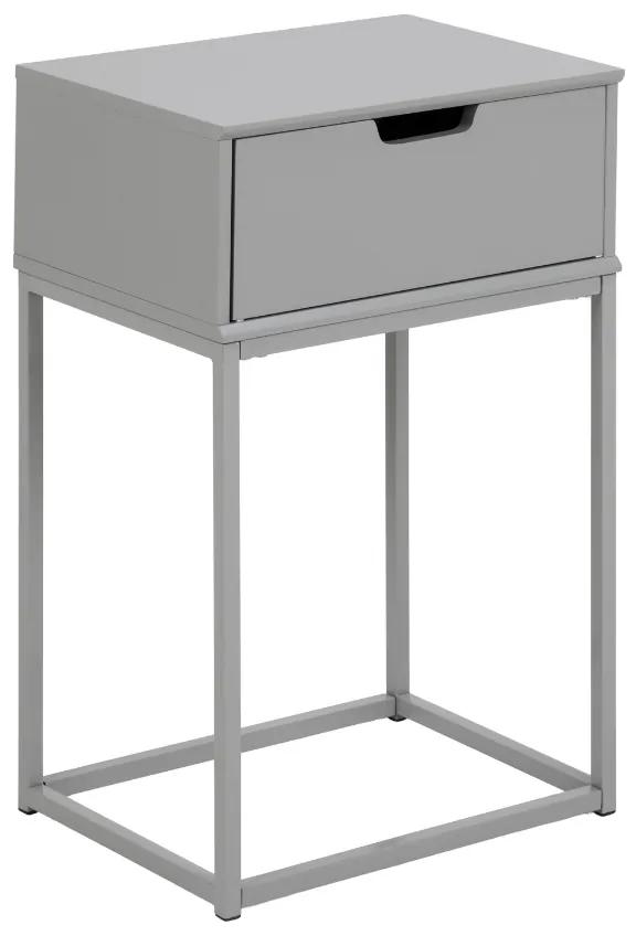 OnaDnes -20% Scandi Šedý lakovaný noční stolek Marika 40 x 30 cm s kovovou podnoží