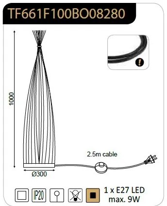 ACA DECOR Stojací lampa SERIFOS max. 9W/E27/230V/IP20