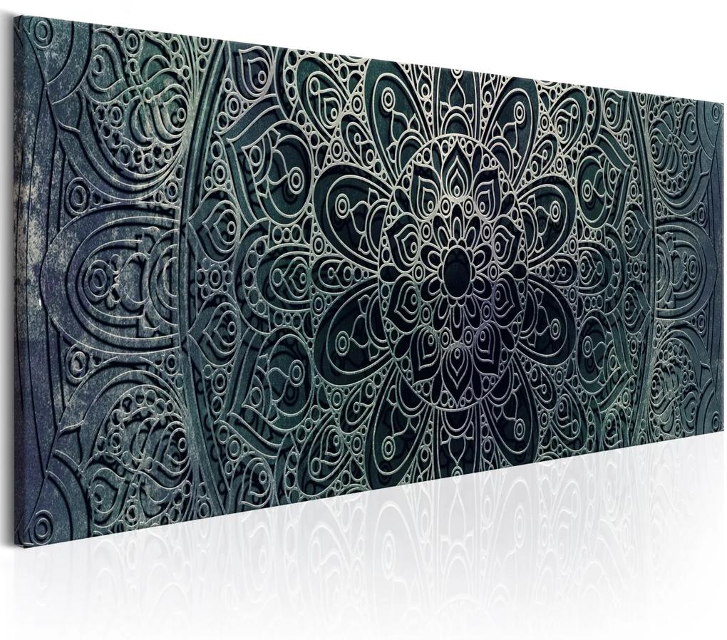 Obraz Mandala modrá + háčky a hřebíčky ZDARMA Velikost (šířka x výška): 135x45 cm