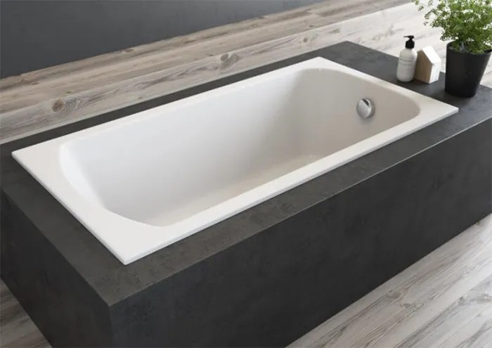 Polimat Akrylátová obdélníková vana Classic Slim 120x70 (130x70, 140x70, 150x70, 150x75, 160x70, 170x70, 170x75, 180x80) Barva: Bílá, Rozměry (cm): 150x75