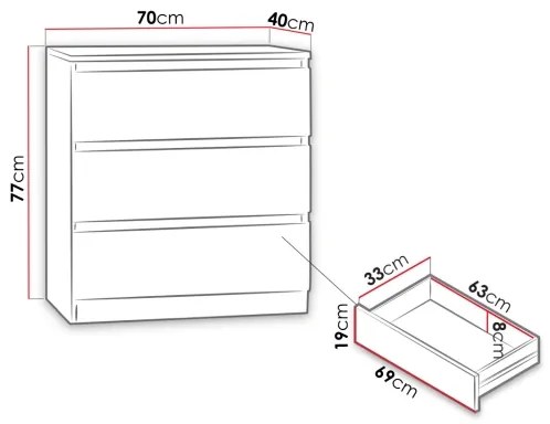 Komoda MALWA 77x70 cm černá