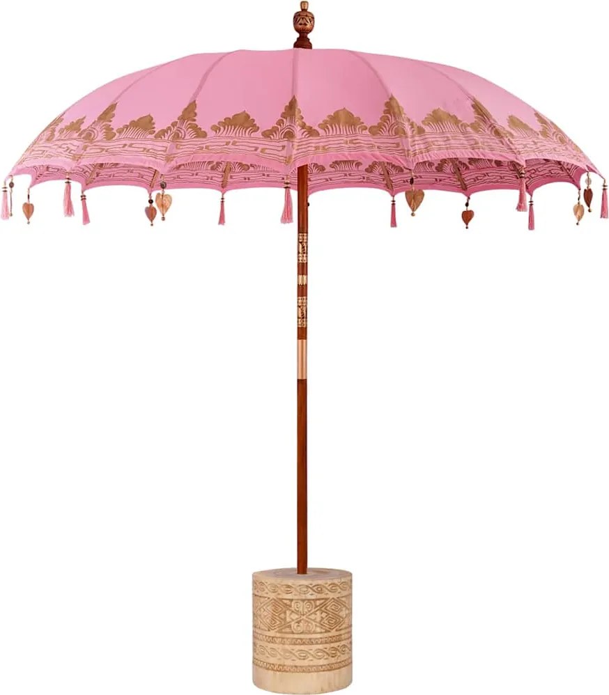 Balijský deštník se základnou Růžová 215 x 215 x 260 cm 3356906