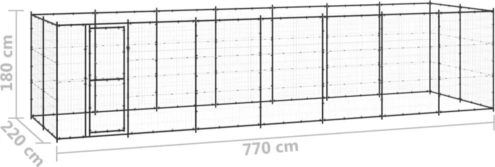 vidaXL Venkovní psí kotec pozinkovaná ocel 16,94 m² [3082300] Barva: Stříbrná