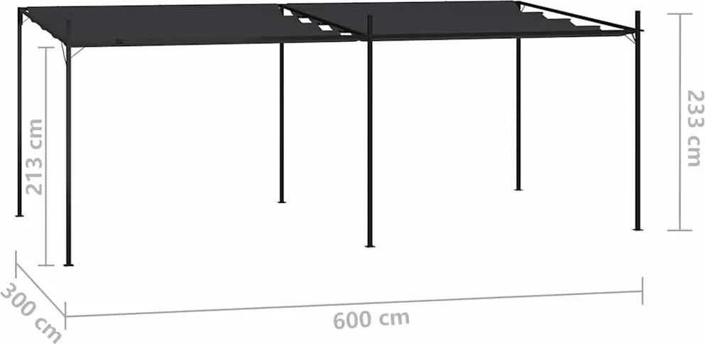 Altán se zatahovací střechou 600 x 300 x 233 m antracitový 313634