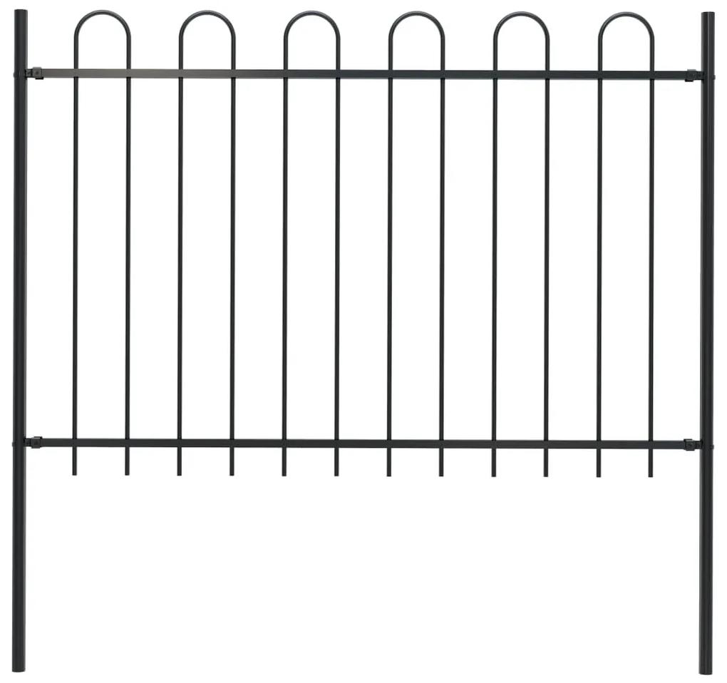 144931 vidaXL Zahradní plot s obloučky ocelový 1,7 m černý