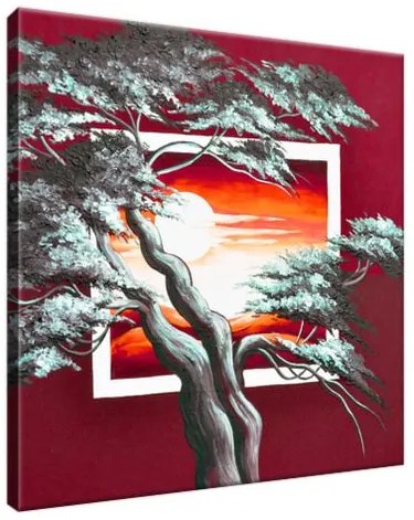 Tištěný obraz Červený západ slunce a mohutný strom 30x30cm 4022A_1AI