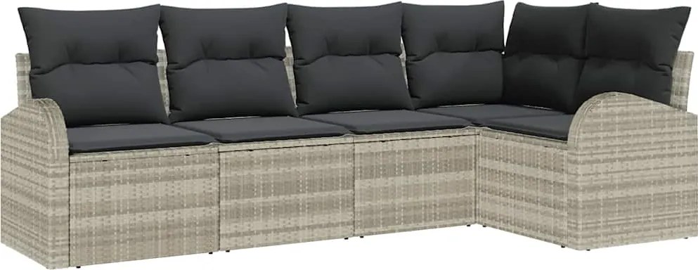 Sada zahradních pohovek 5 ks Světle šedá polyratan 3354711