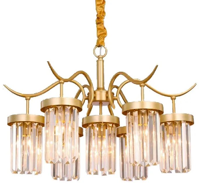 Toolight - Křišťálová závěsná svítilna 7xE27 60W, zlatá, OSW-08915