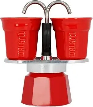 Bialetti Mini Express kávovar + 2 šálky červená