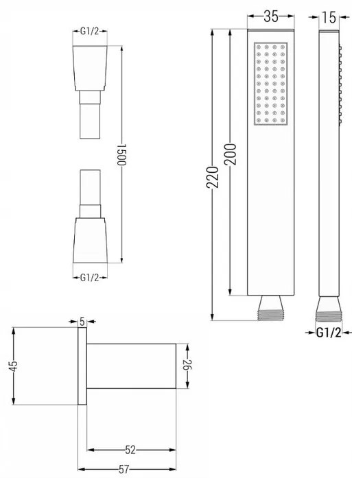 Mexen CUBE - 3-výstupová podomítková sprchová sada 7v1, chromová, 77503-set