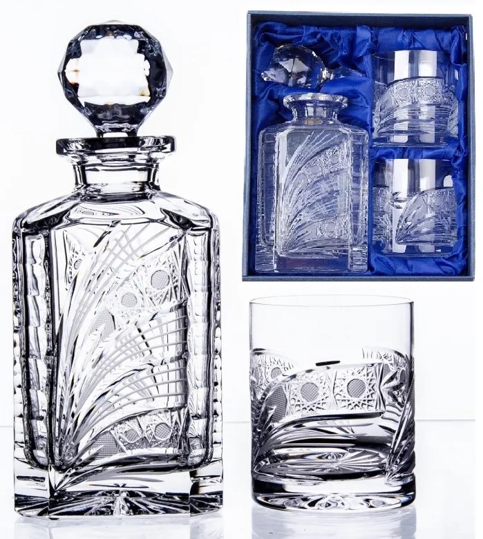 Onte Crystal Bohemia Crystal ručně broušený whisky set Kometa 1+2