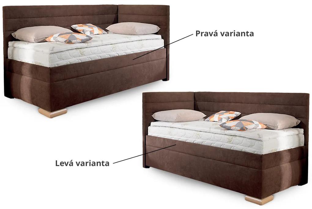 NEW DESIGN postele Rohová postel boxspring VENETO s úložným prostorem a čely, 100×200 cm Velikost postele: 100 × 200 cm, Strana: Levá