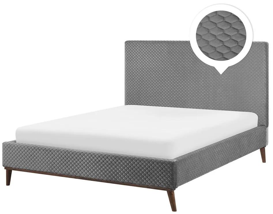 Sametová postel šedá 140 x 200 cm BAYONNE Beliani