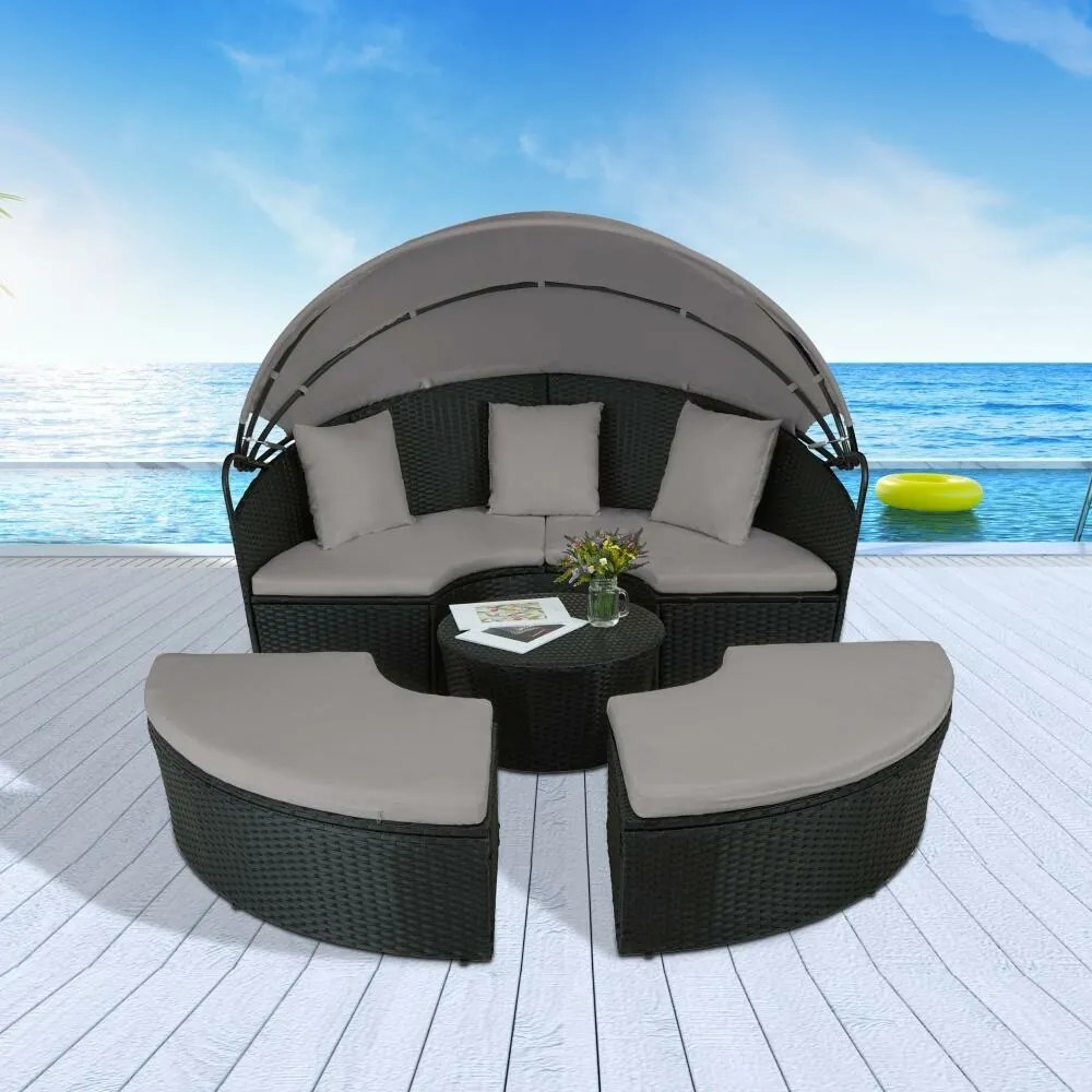 13-dílné multifunkční zahradní sofa + sedací souprava Catalina 2023, černá/šedá