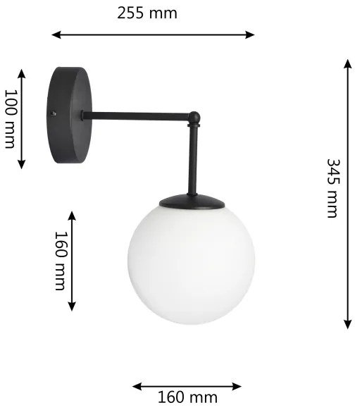 Nástěnná lampa MOON 1xE27/15W/230V černá