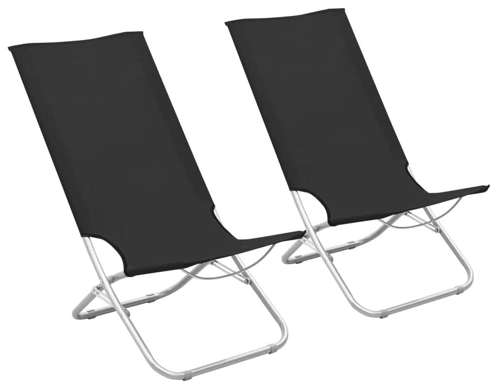 310375 vidaXL Skládací plážové židle 2 ks textil černé