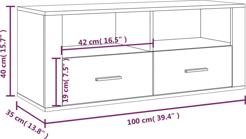 vidaXL TV skříňka 100 x 35 x 40 cm kompozitní dřevo [816814] Barva: hnědý dub