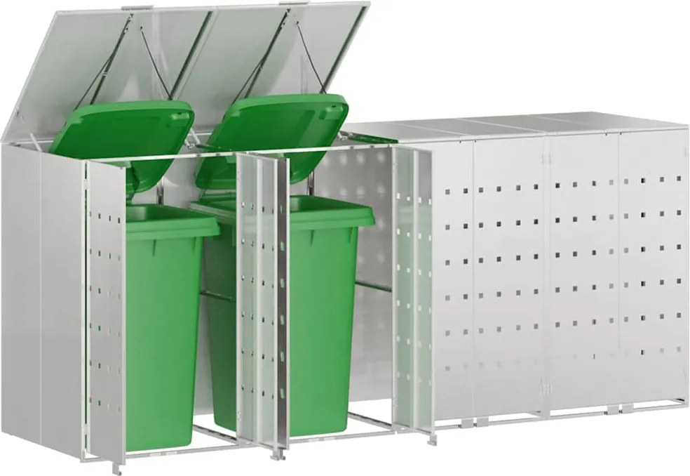 Úložný box na 3 popelnice Nerezová ocel Stříbrná 3394790