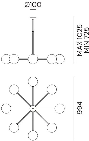 Il Fanale Molecola, závěsné mosazné svítidlo, 8x5W LED G9, prům. 99,4cm