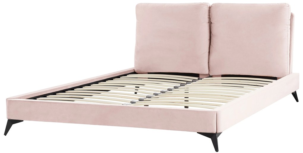 Sametová postel 160 x 200 cm růžová MELLE Beliani