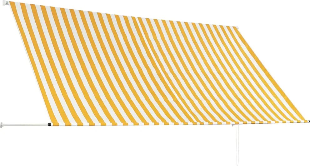 Zatahovací markýza žluto-bílá 300 x 150 cm 143755